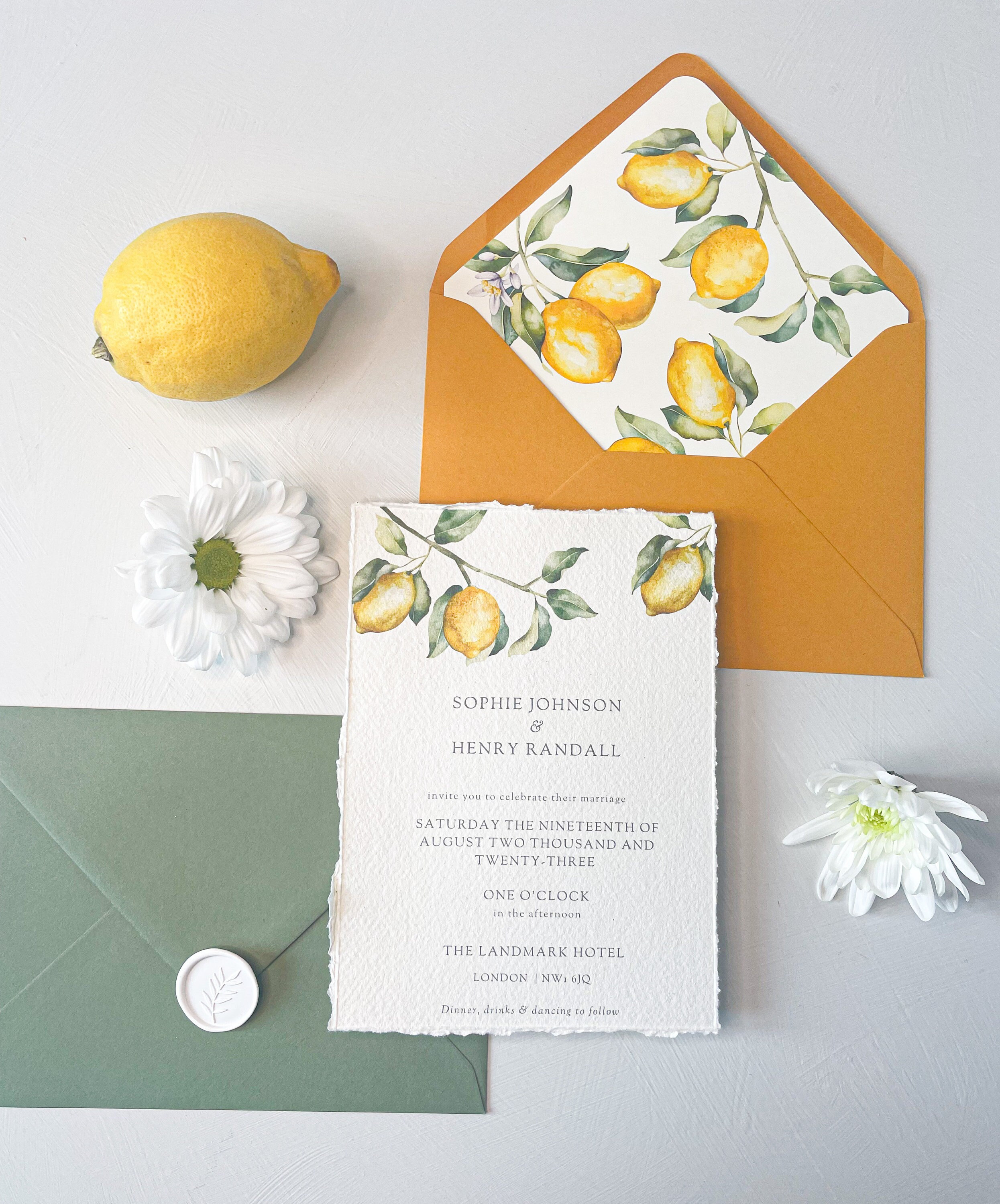 Lemon Wedding Invitation / Botanical Wedding Invitation / Lemon Wedding ...