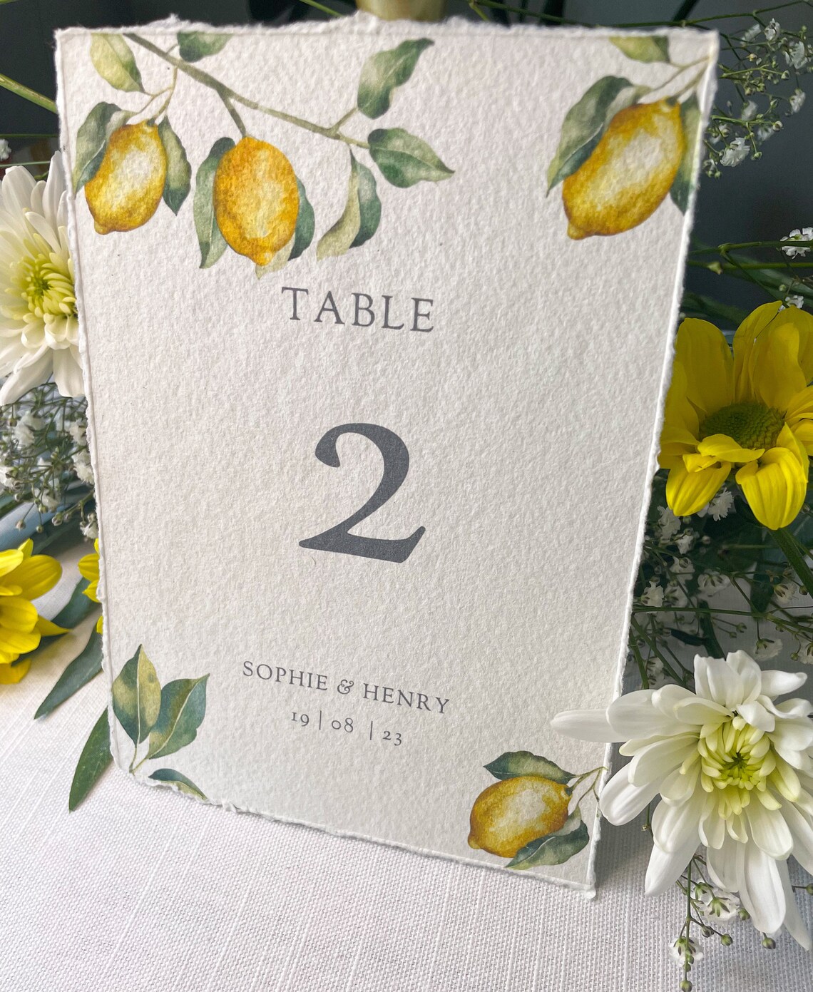 Lemon Calligraphy Place Cards / Handmade Paper Place Cards / Lemon ...