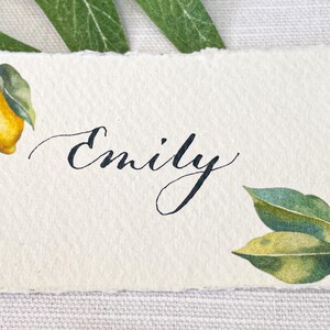 Lemon Calligraphy Place Cards / Handmade Paper Place Cards / Lemon ...