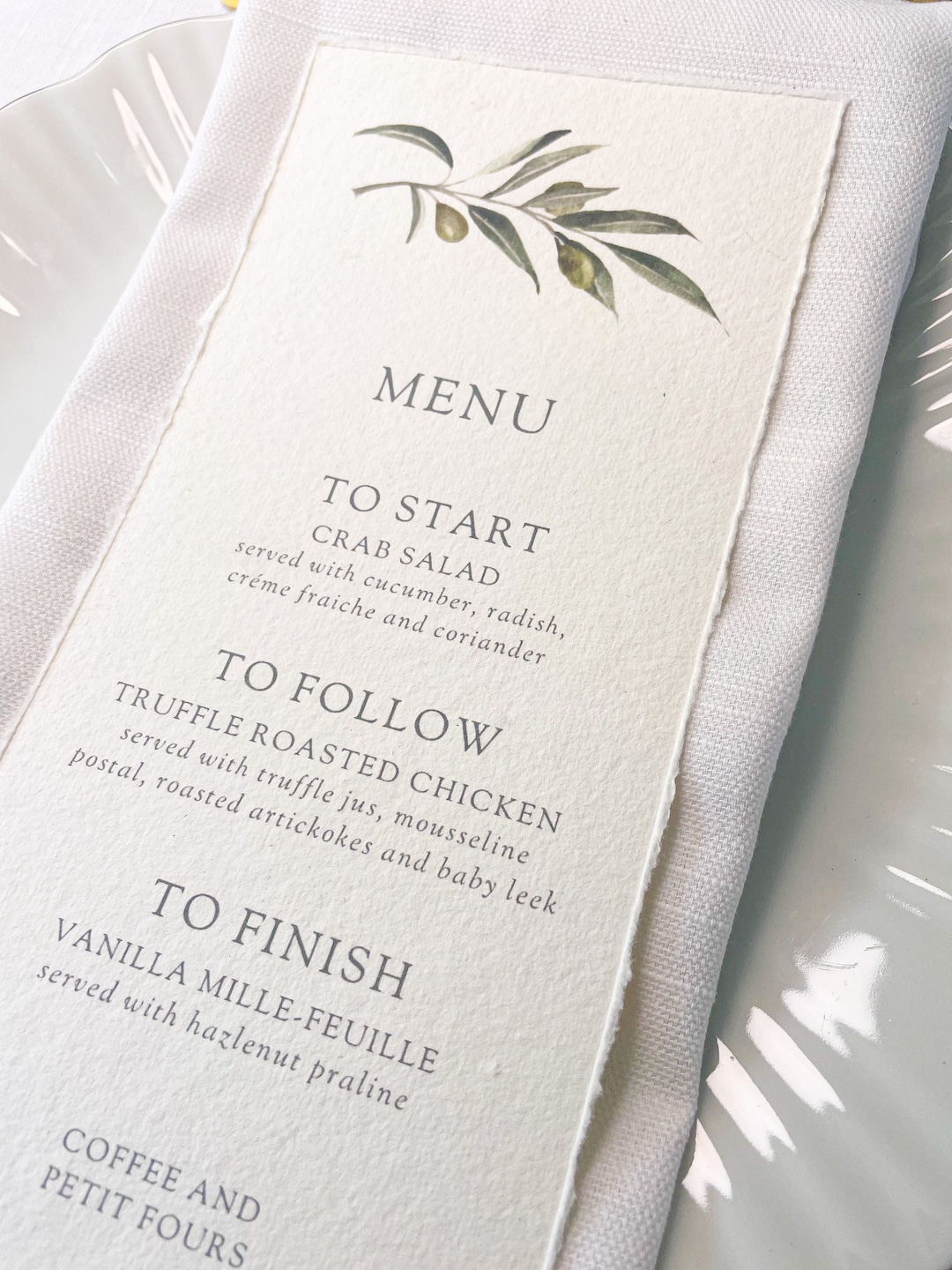 Olive Wedding Menu / Handmade Paper Menu / Olive Menu / Olive - Etsy