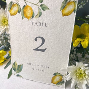 Lemon Wedding Menu / Handmade Paper Menu / Lemon Menu / Menu / Wedding ...