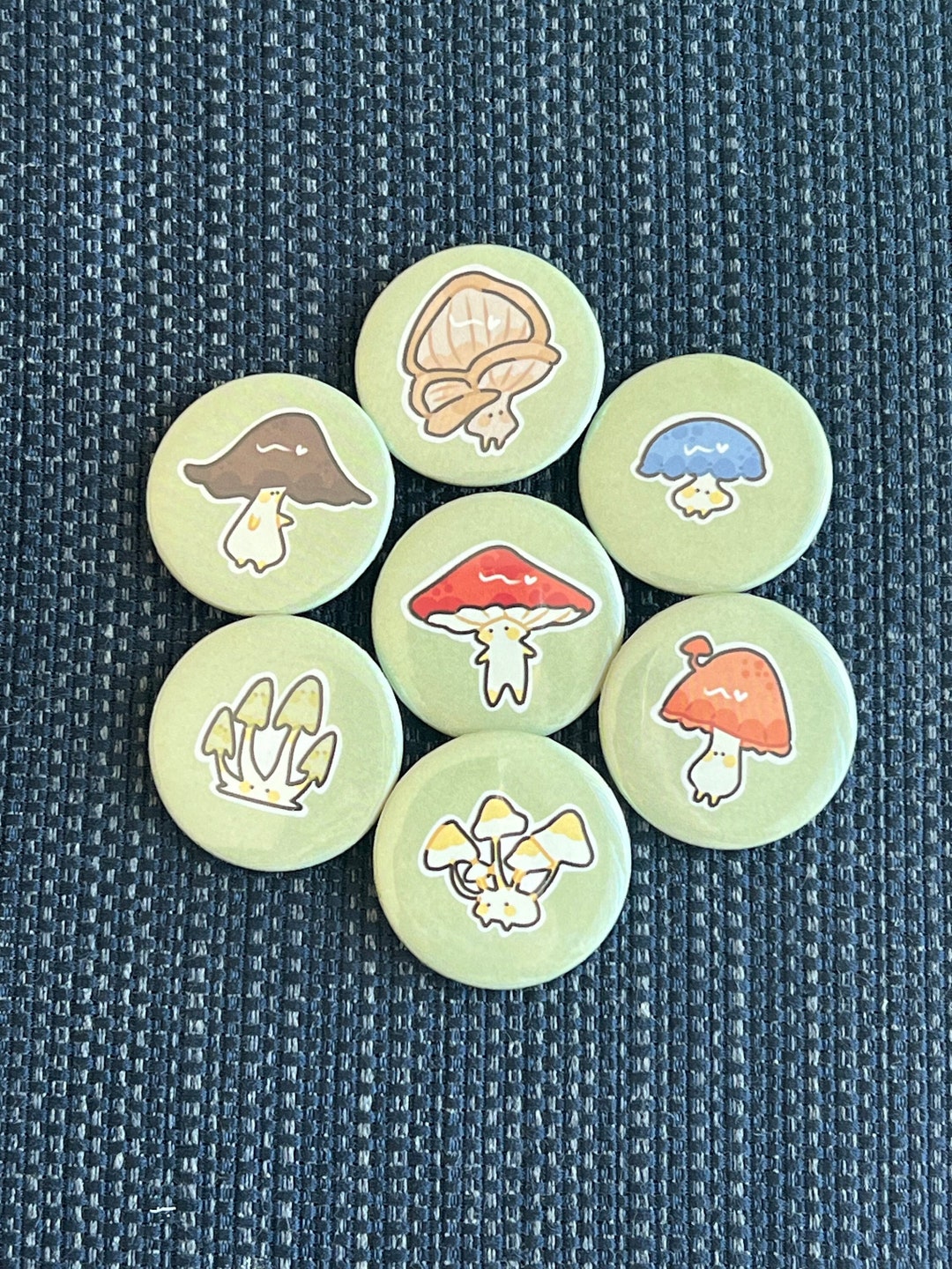 Mushroom Button Pins - Etsy