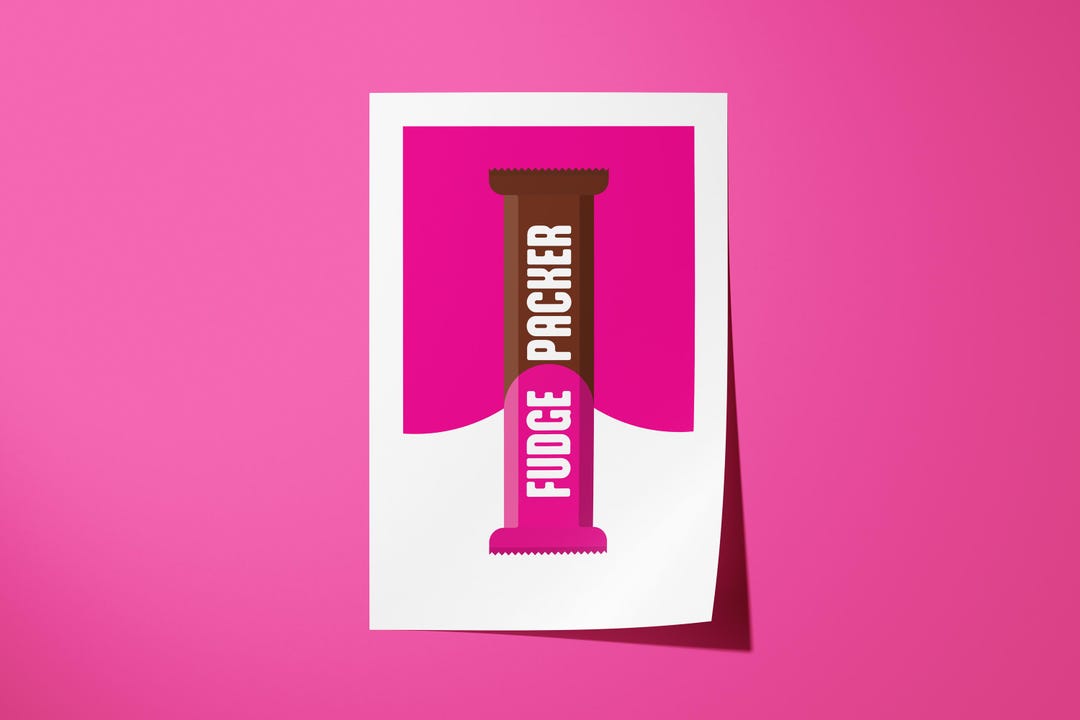 Fudge Packer Art Print Gay Pop Art Wall Decor Funny Gay Pride Butt ...