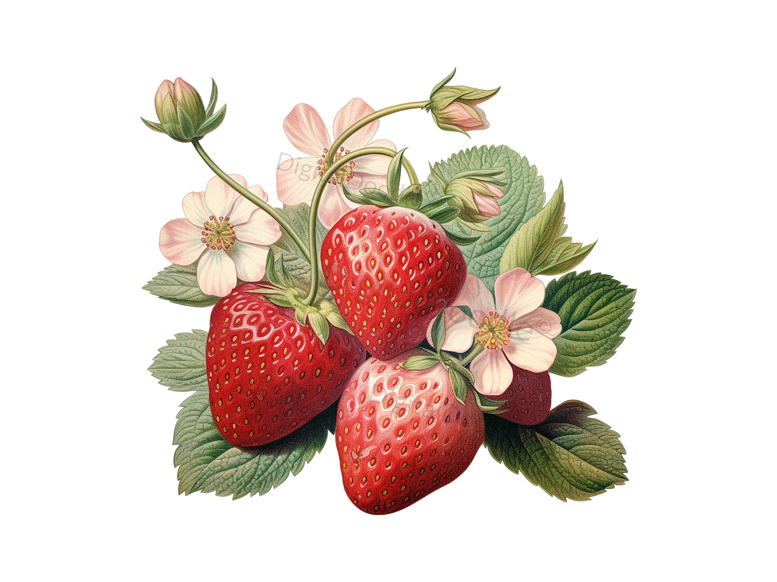 Strawberries Clipart Pack 25 Digital PNG Images With Transparent ...