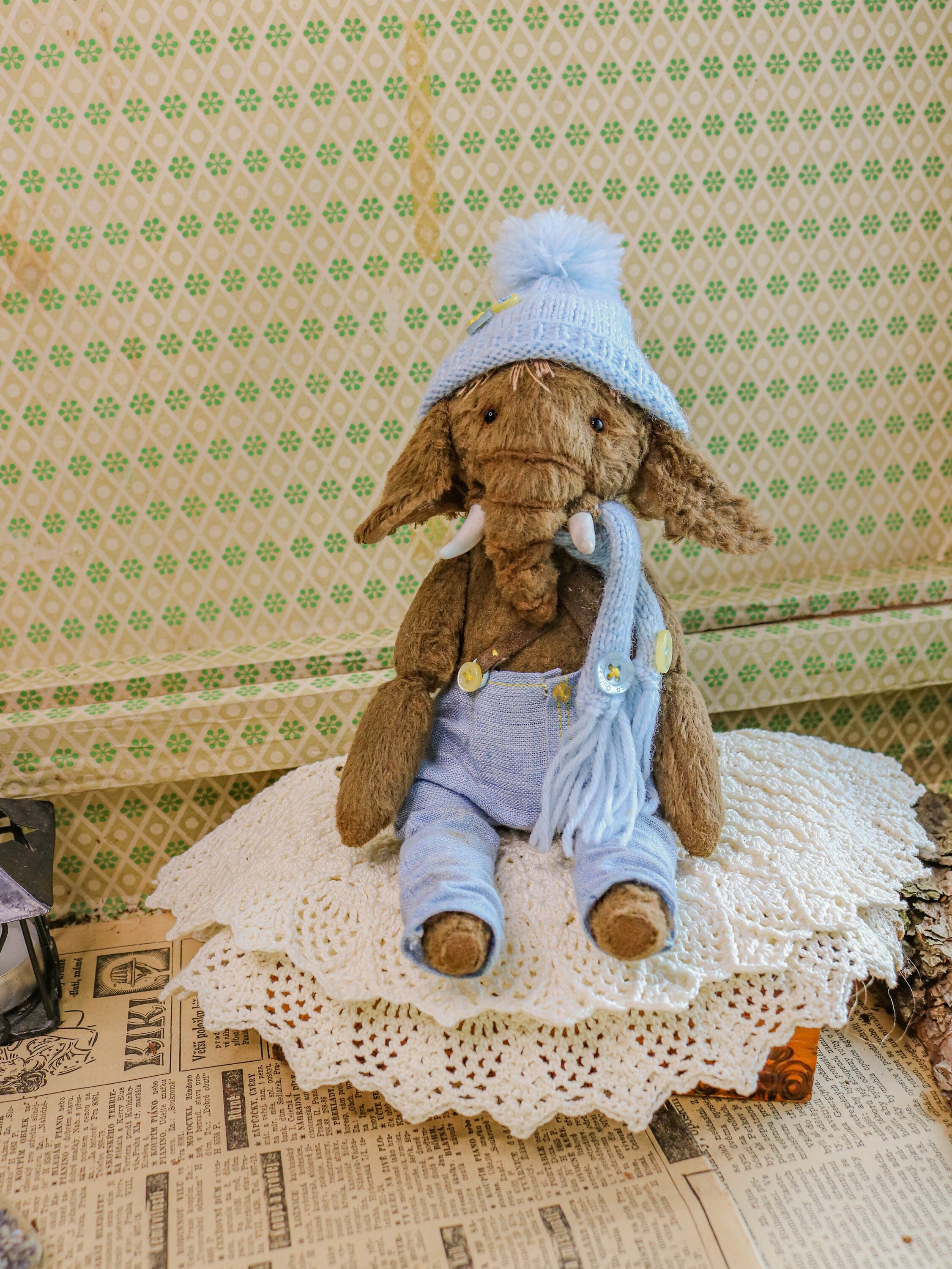 Collectible Handmade Viscose Teddy Mammoth With Fangs Made of Polymer ...