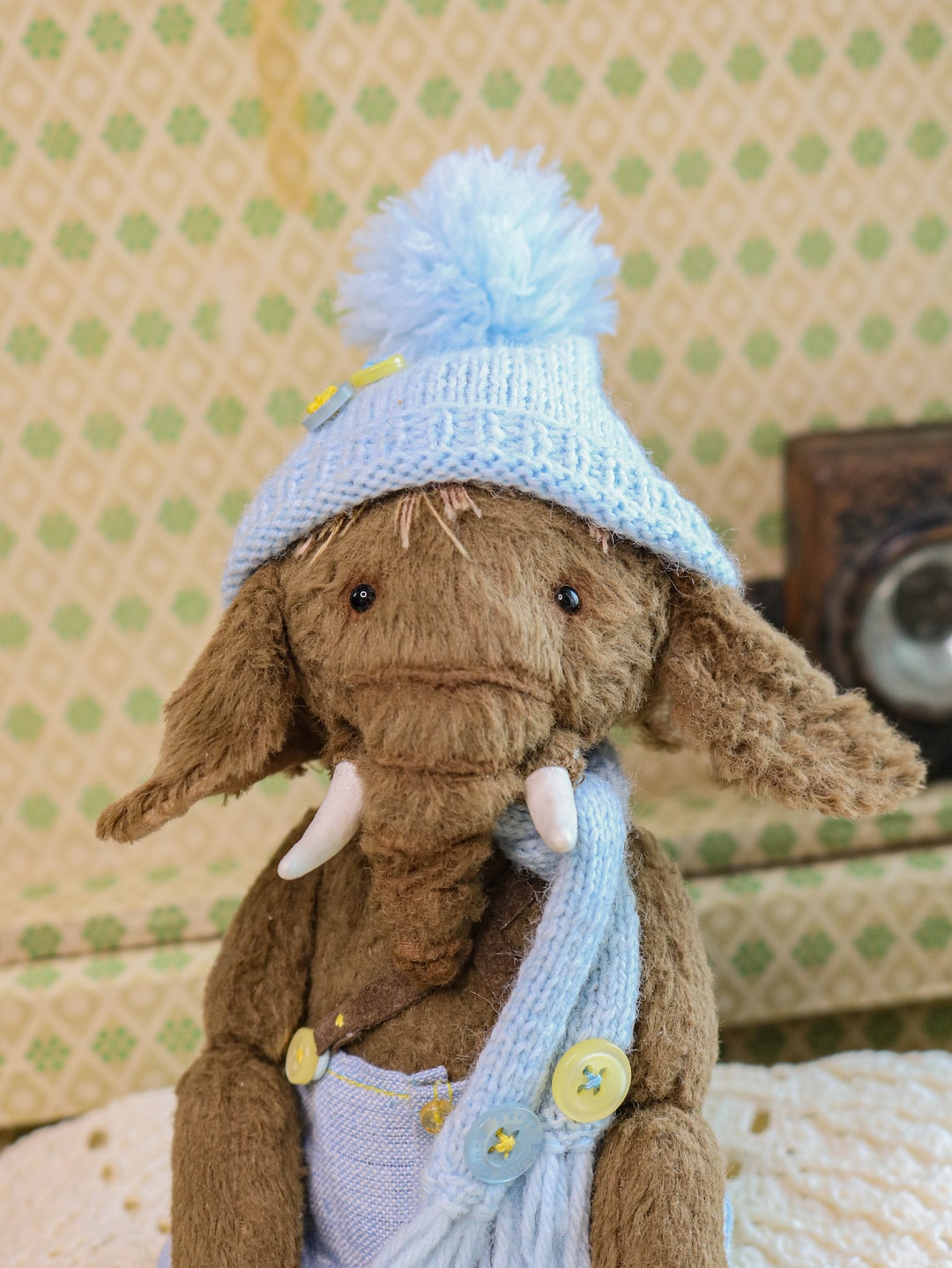 Collectible Handmade Viscose Teddy Mammoth With Fangs Made of Polymer ...