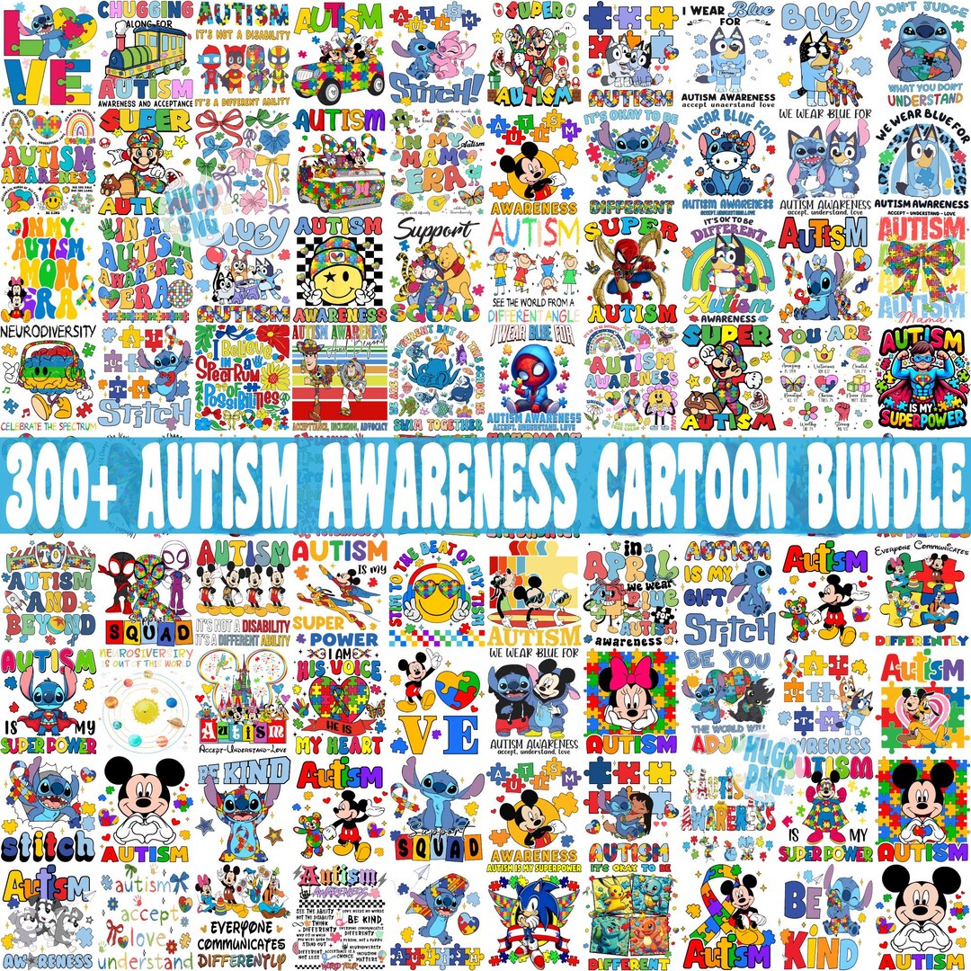300 Autism Cartoon Bundle Png, Autism Awareness Cartoon Png, Cartoon ...