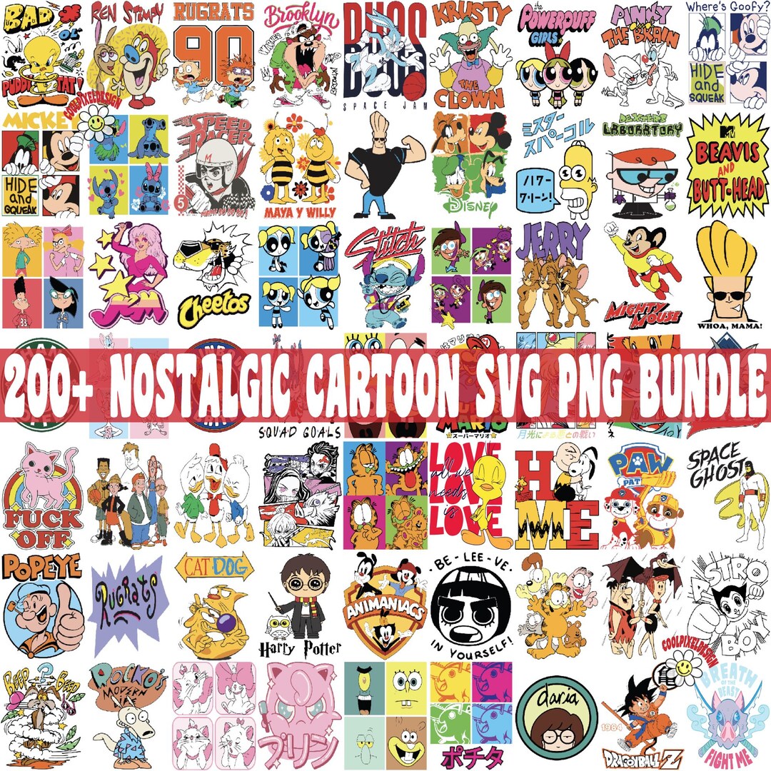 200+ Cartoon Retro Svg Png Bundle, Cartoon Design Png, Cartoon ...