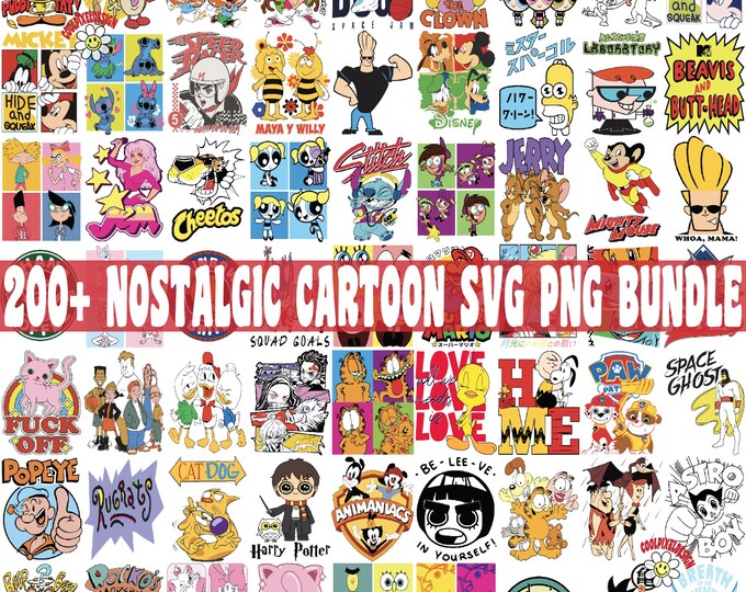200+ Cartoon Retro Svg Png Bundle, Cartoon Design Png, Cartoon ...