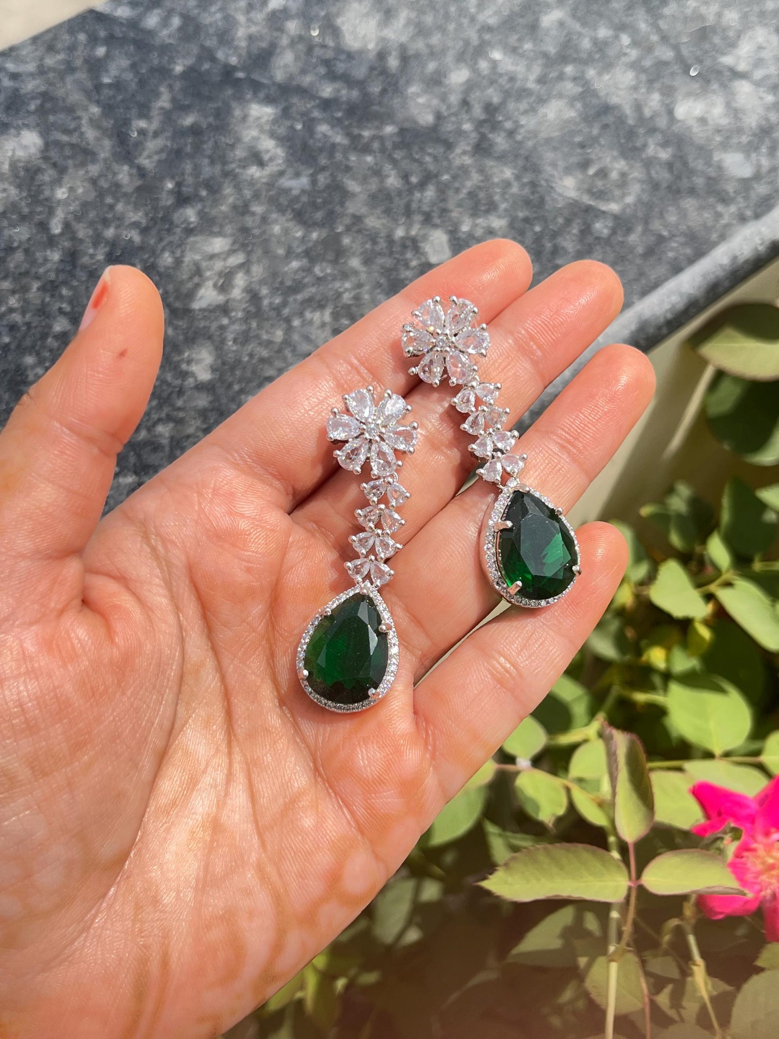 CZ Green Color Necklace Set Zirconia Necklace and Earrings CZ Necklace ...