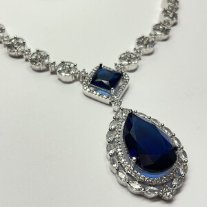 Faux Sapphire Blue Color Necklace Set| Zirconia Earrings| Diamond ...