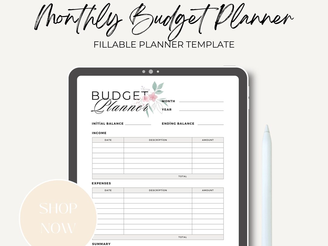 Fillable Budget Planner,savings Plan,financial Management,income ...