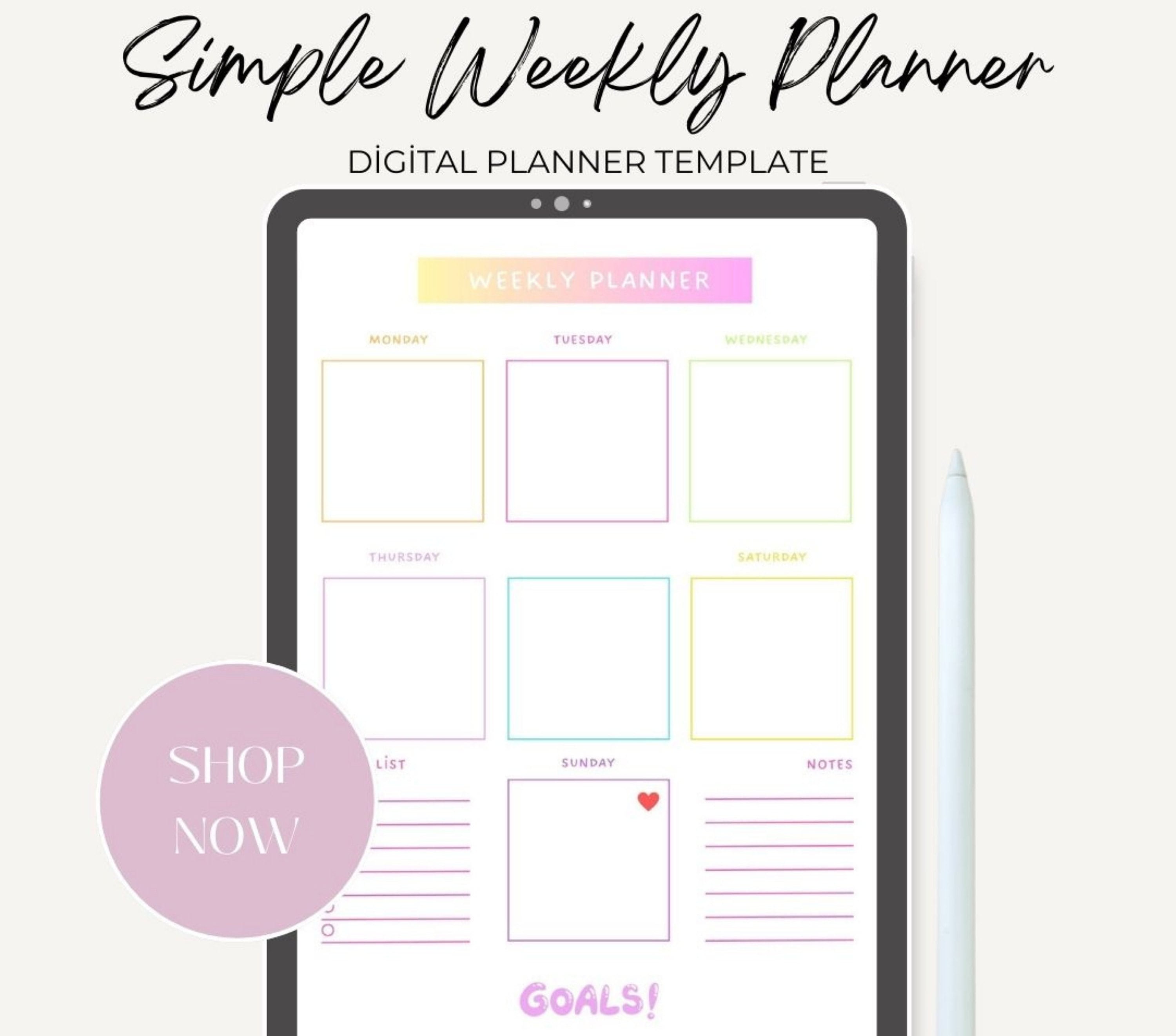 Colorful Weekly Planner, Printable Planner, to Do List, Notes, Weeky ...