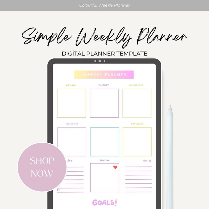 Colorful Weekly Planner Printable Planner to Do List Notes - Etsy