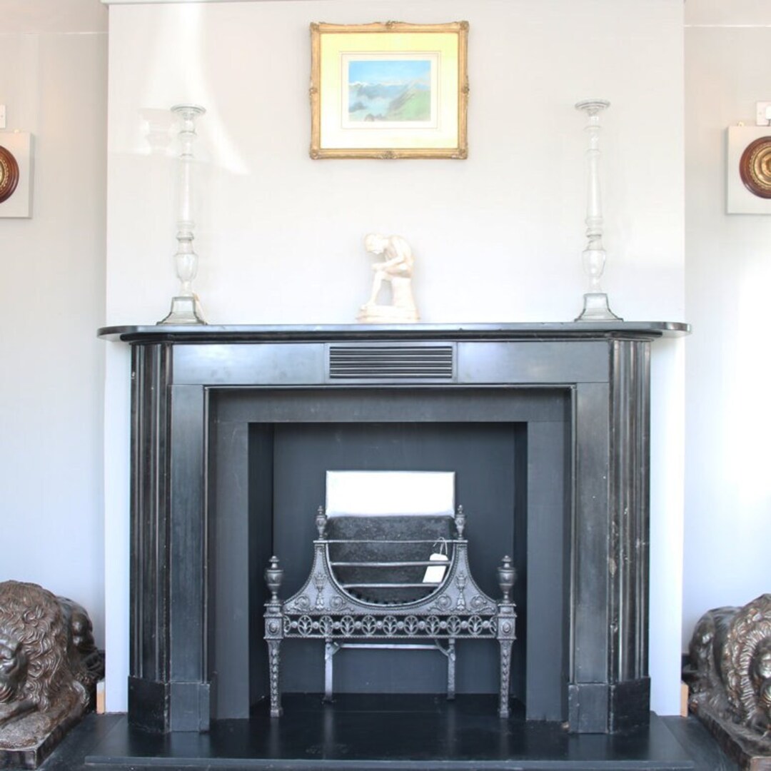 Large Antique Early 19th Century Georgian Black Marble Fireplace ...