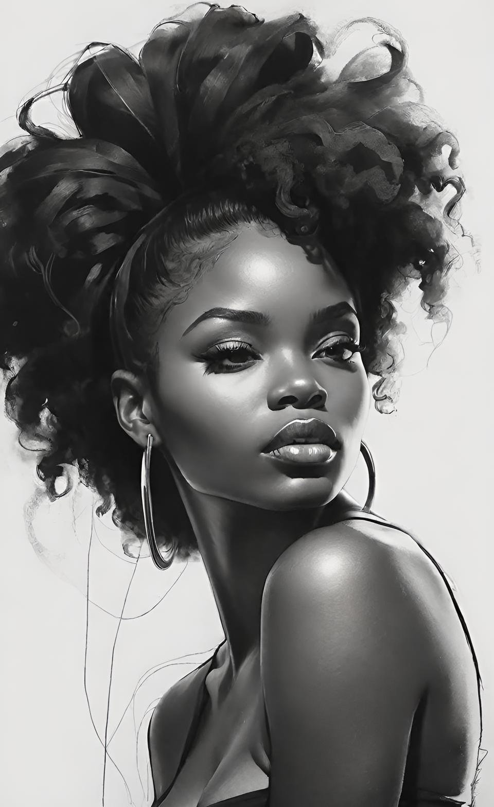 42 Elegant Pencil Drawing Black Woman Photo Wall Art - Etsy