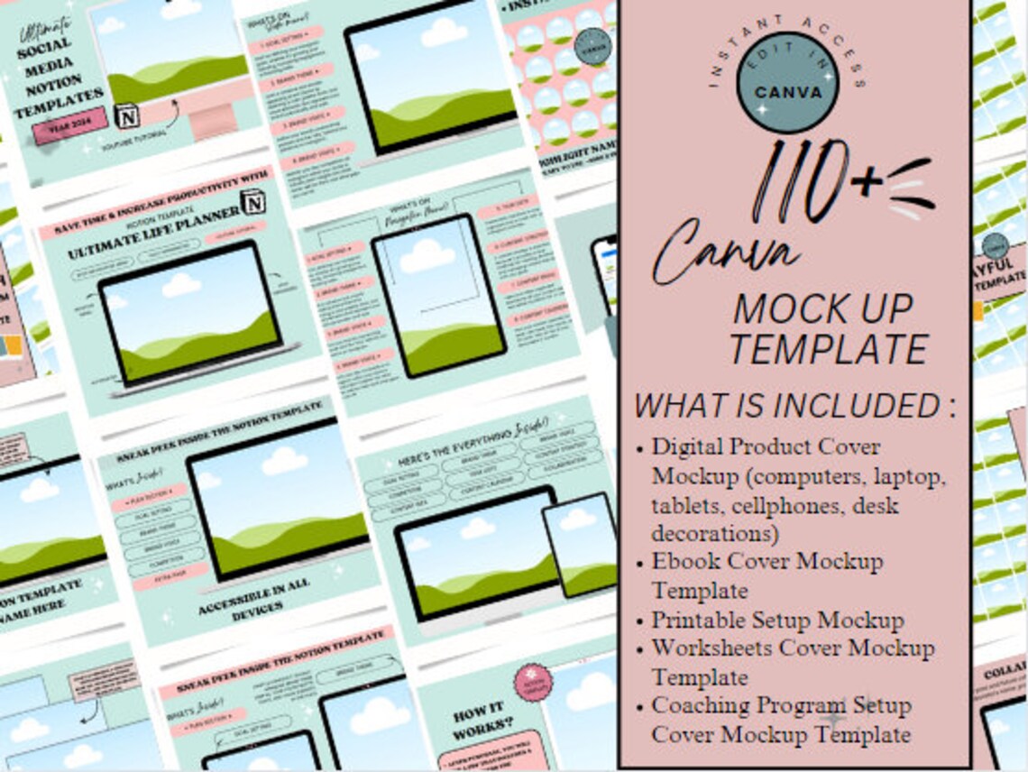 Canva Mockup Templates, 120+ Digital Product Listing Designs - Etsy
