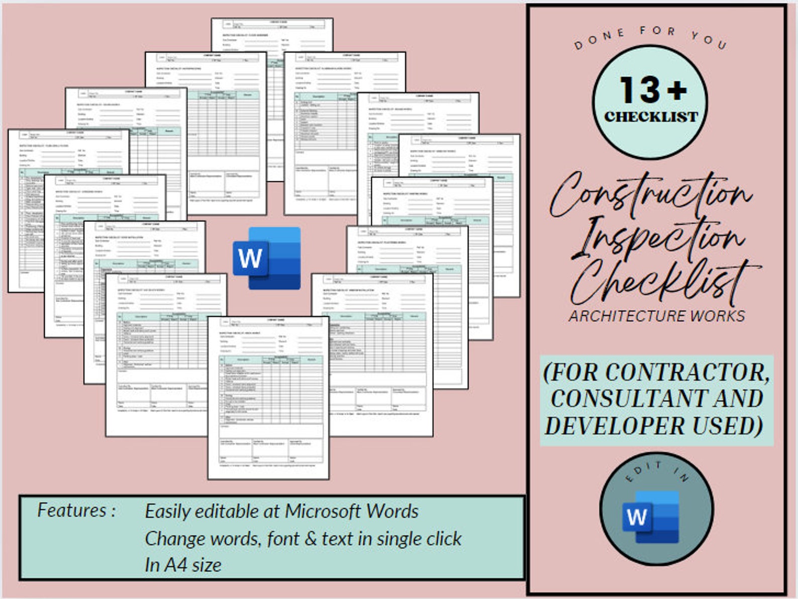 Construction Inspection Checklist for Architecture Works, Inspection ...