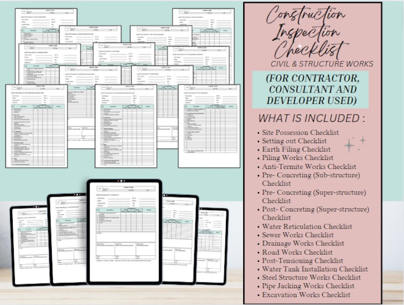 Construction Inspection Checklist for Civil & Structure Works ...