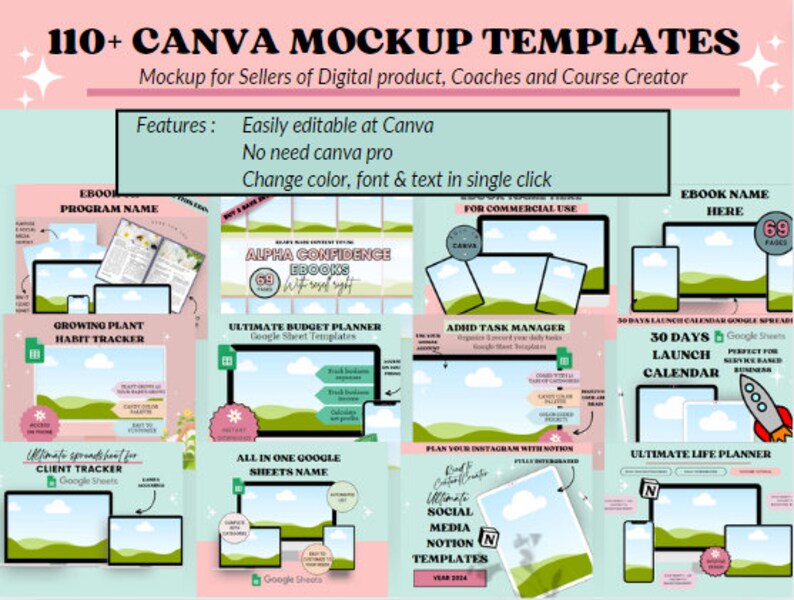 Canva Mockup Templates, Digital Product Mock Up, Etsy Mock up Templates ...