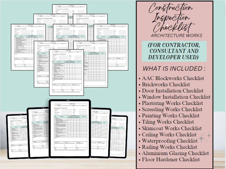 Construction Inspection Checklist for Architecture Works, Inspection ...