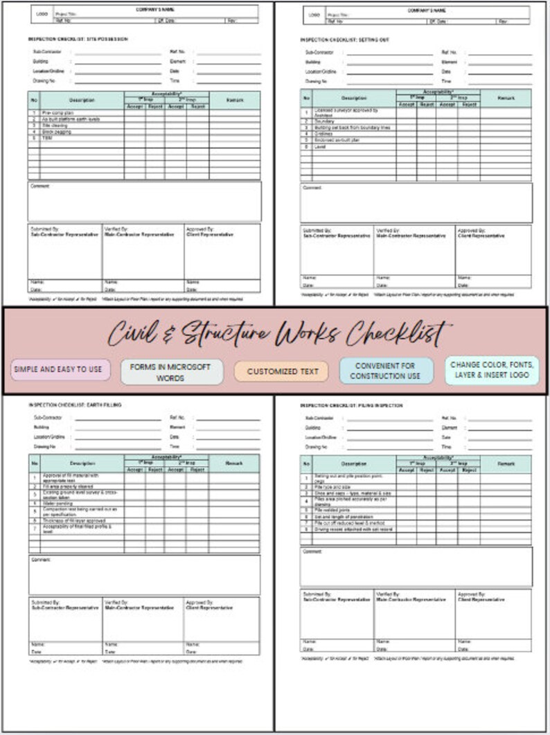 Construction Inspection Checklist for Civil and Structure Works ...