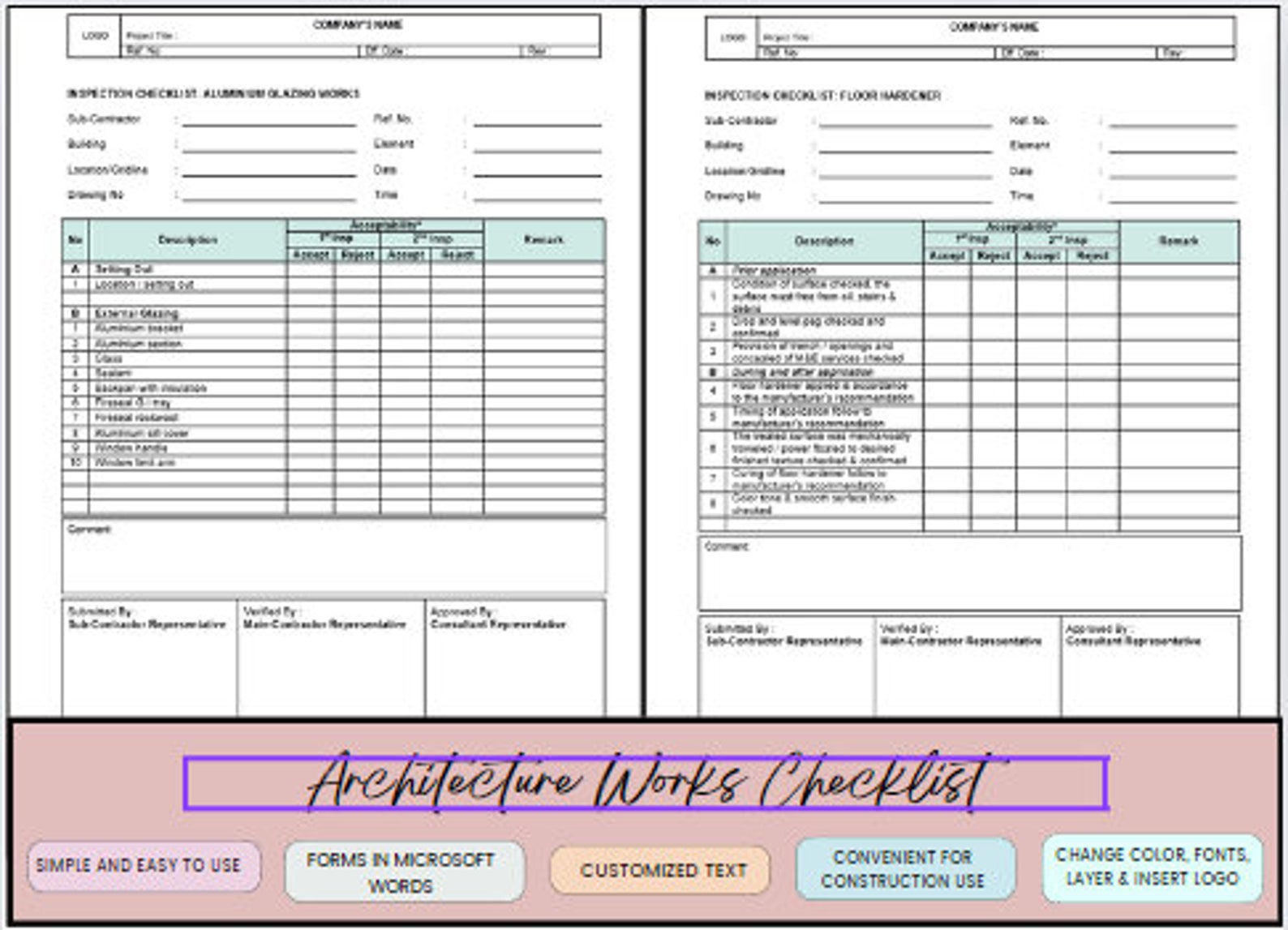 Construction Inspection Checklist for Architecture Works, Inspection ...