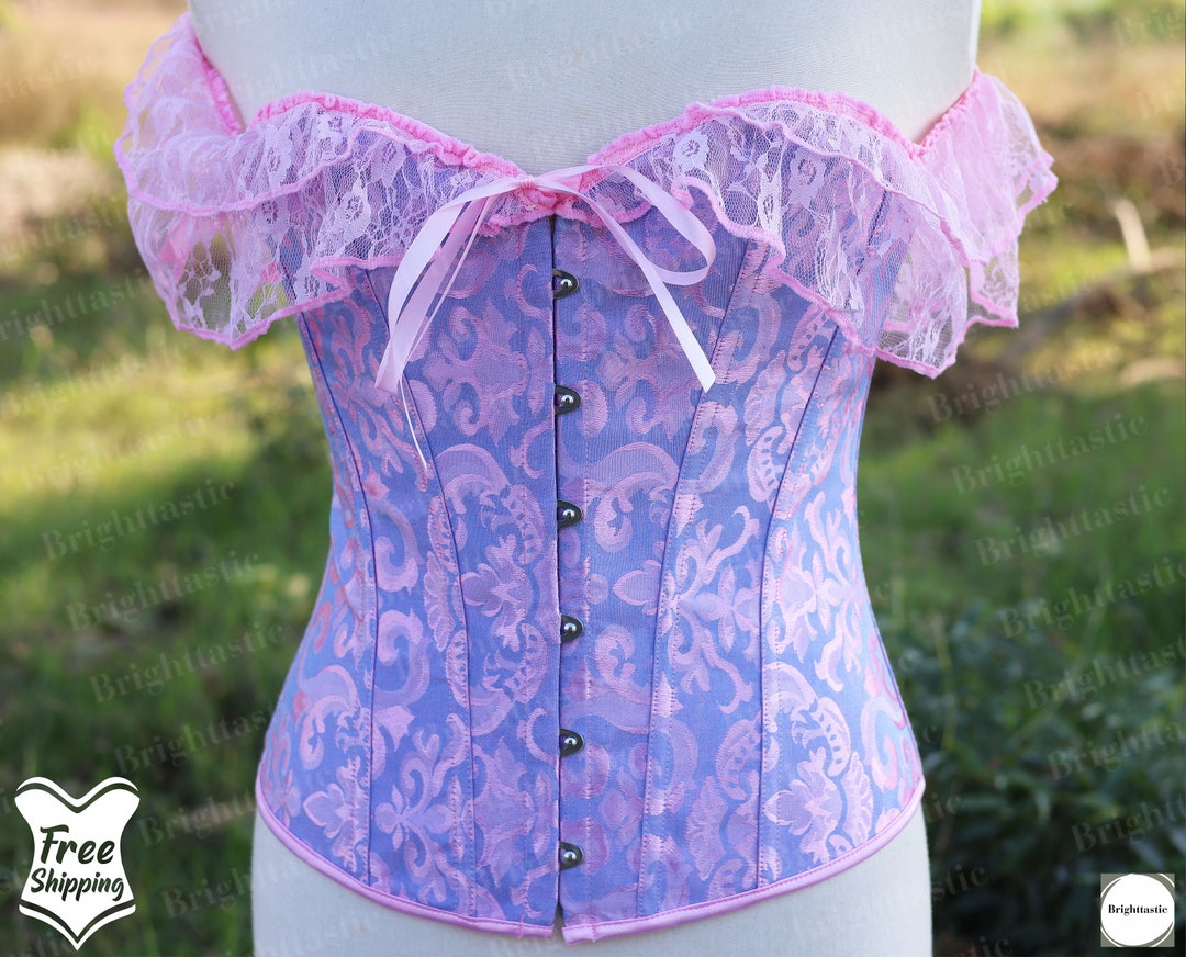 Fairy Floral Overbsut Corset Top, Renaissance Prom Dress Corset ...
