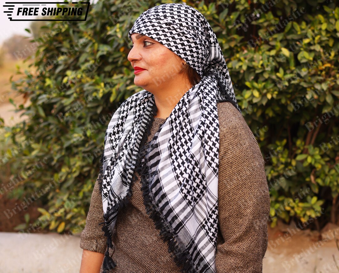 Unique Palestinian Keffiyeh Shemagh Scarf, Vintage Arab Tradition Head ...