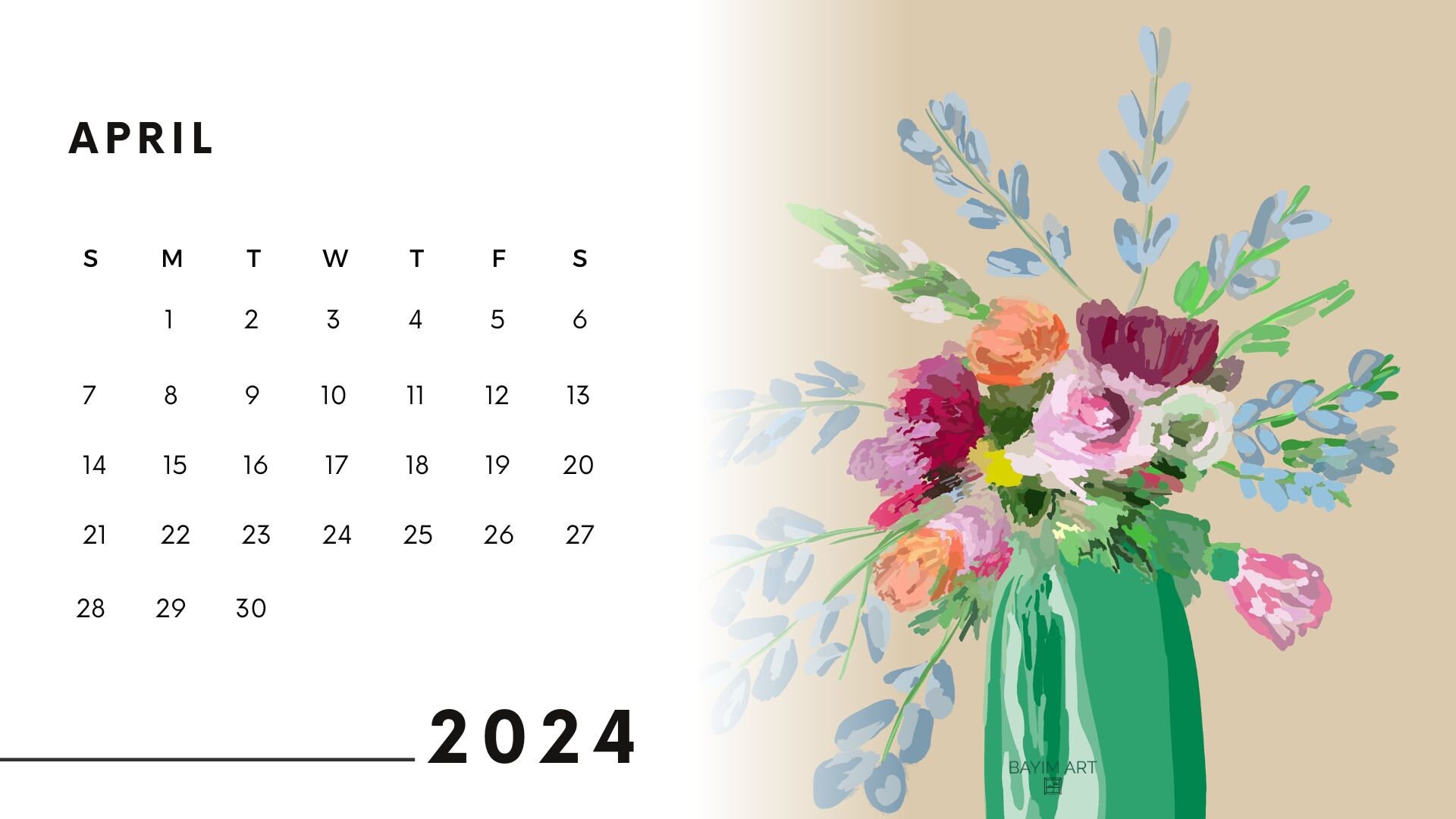 Printable Calendar 2024 , Digital Calendar, - Etsy