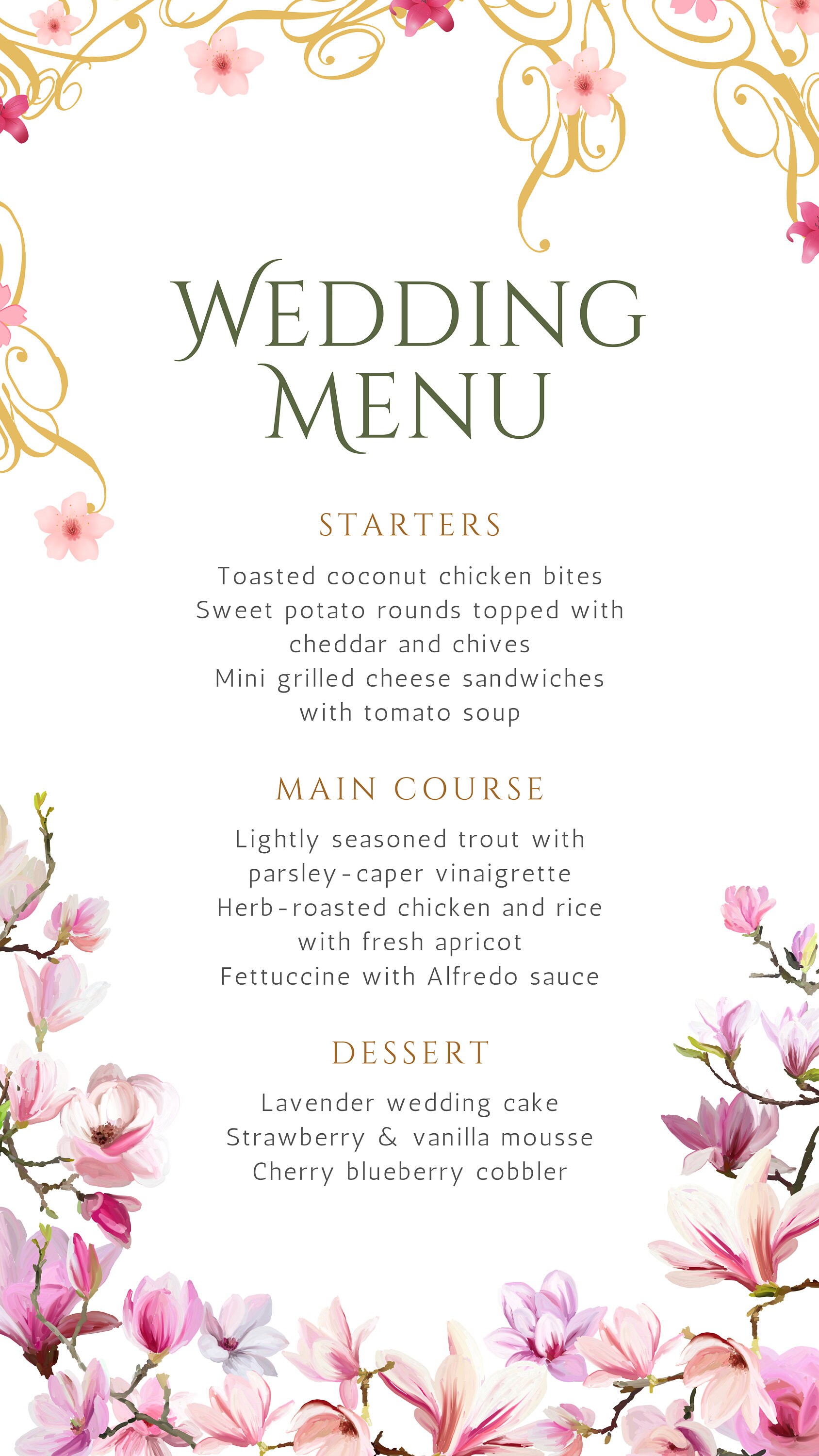 Fairytale Wedding Menu Template / Digital Editable Printable Card ...