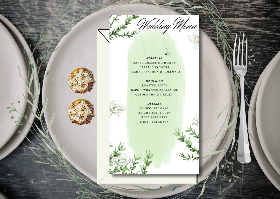 Forest Wedding Menu / Greenery Printable Digital Editable Table Decor ...