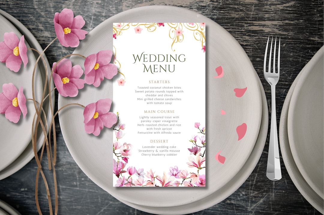 Fairytale Wedding Menu Template / Digital Editable Printable Card ...