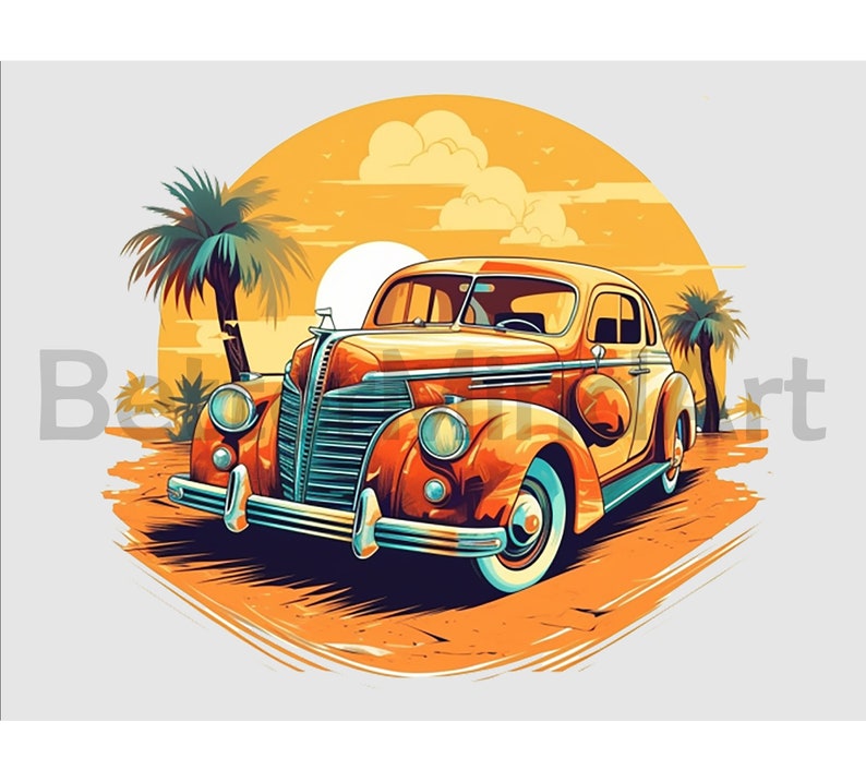 Watercolor Classic Car #5 Sublimation Designs - Vintage Car PNG ...