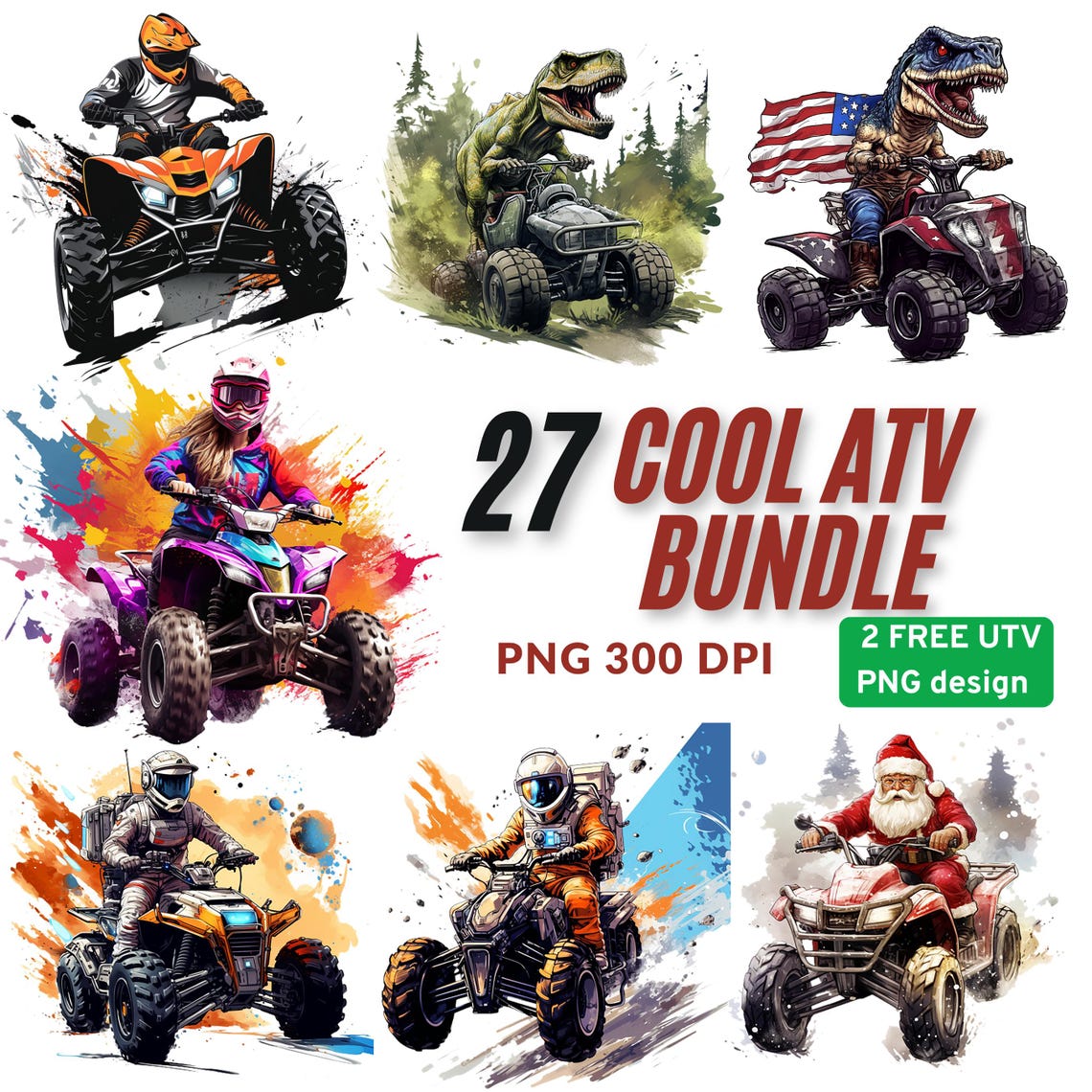 ATV Clipart Bundle off Road PNG Set for Sublimation, ATV Digital ...