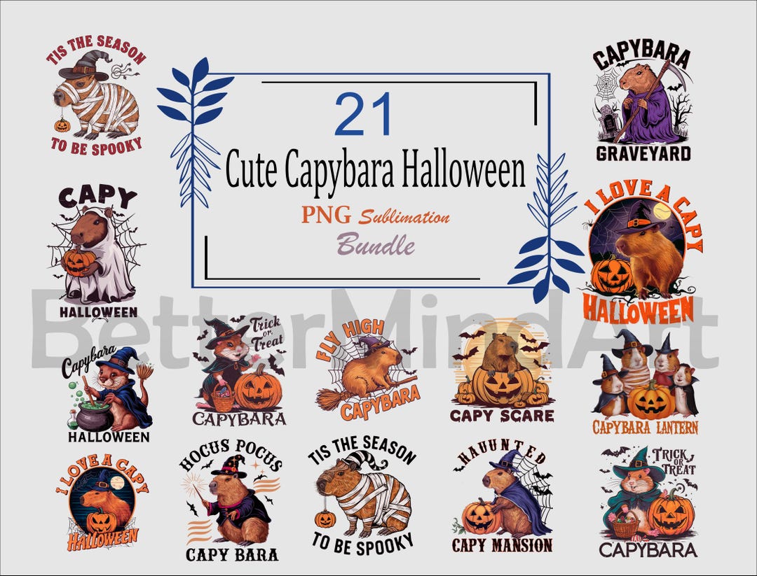 Halloween Capybara PNG Digital Download, Cute Capybara Clipart, Spooky ...