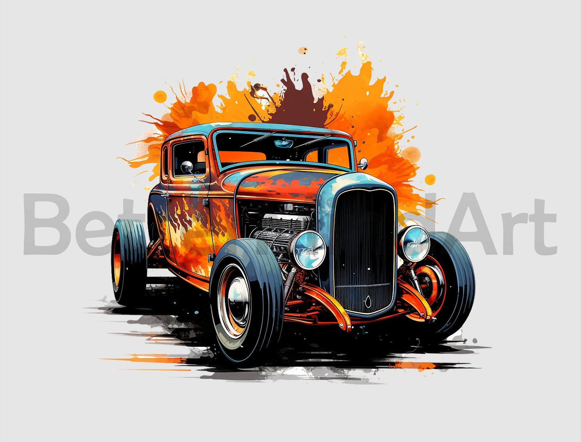 Cool Flaming Classic Hot Rod Car Sublimation Designs - Hot Rod PNG ...