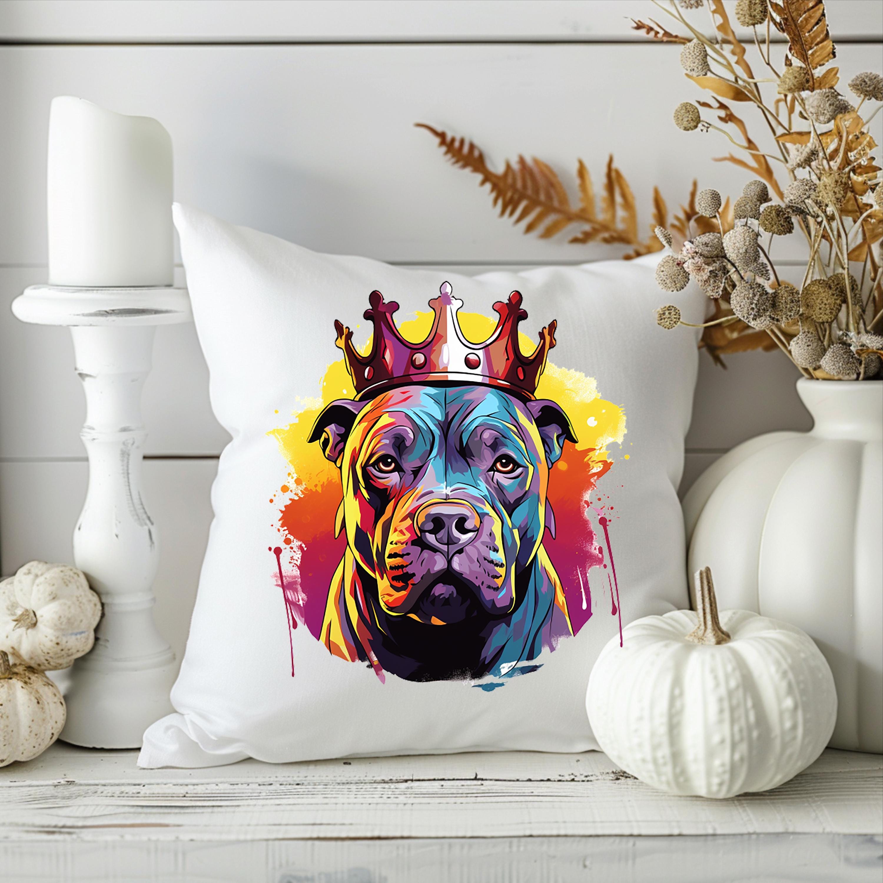 Pitbull Wearing Crown Sublimation Designs T-shirt, Pitbull Png, Pitbull ...