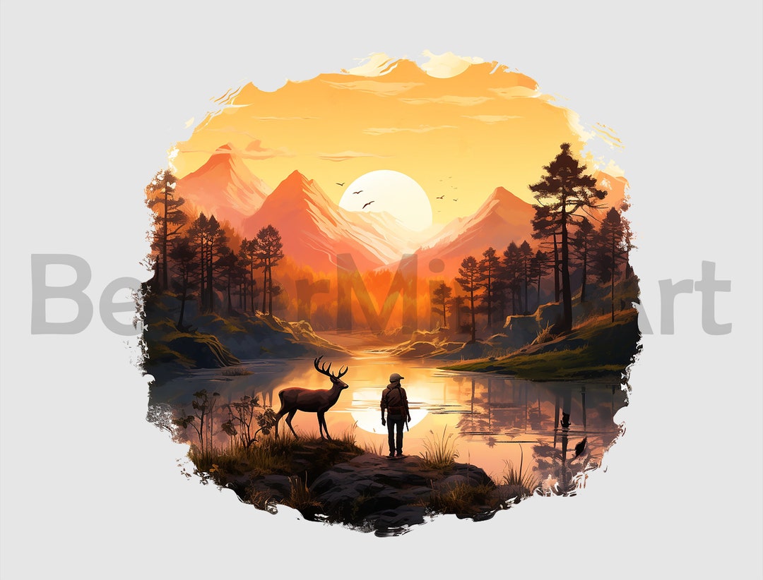 Deer Hunting #088 PNG Sublimation Designs - Deer PNG , Deer Hunter ...