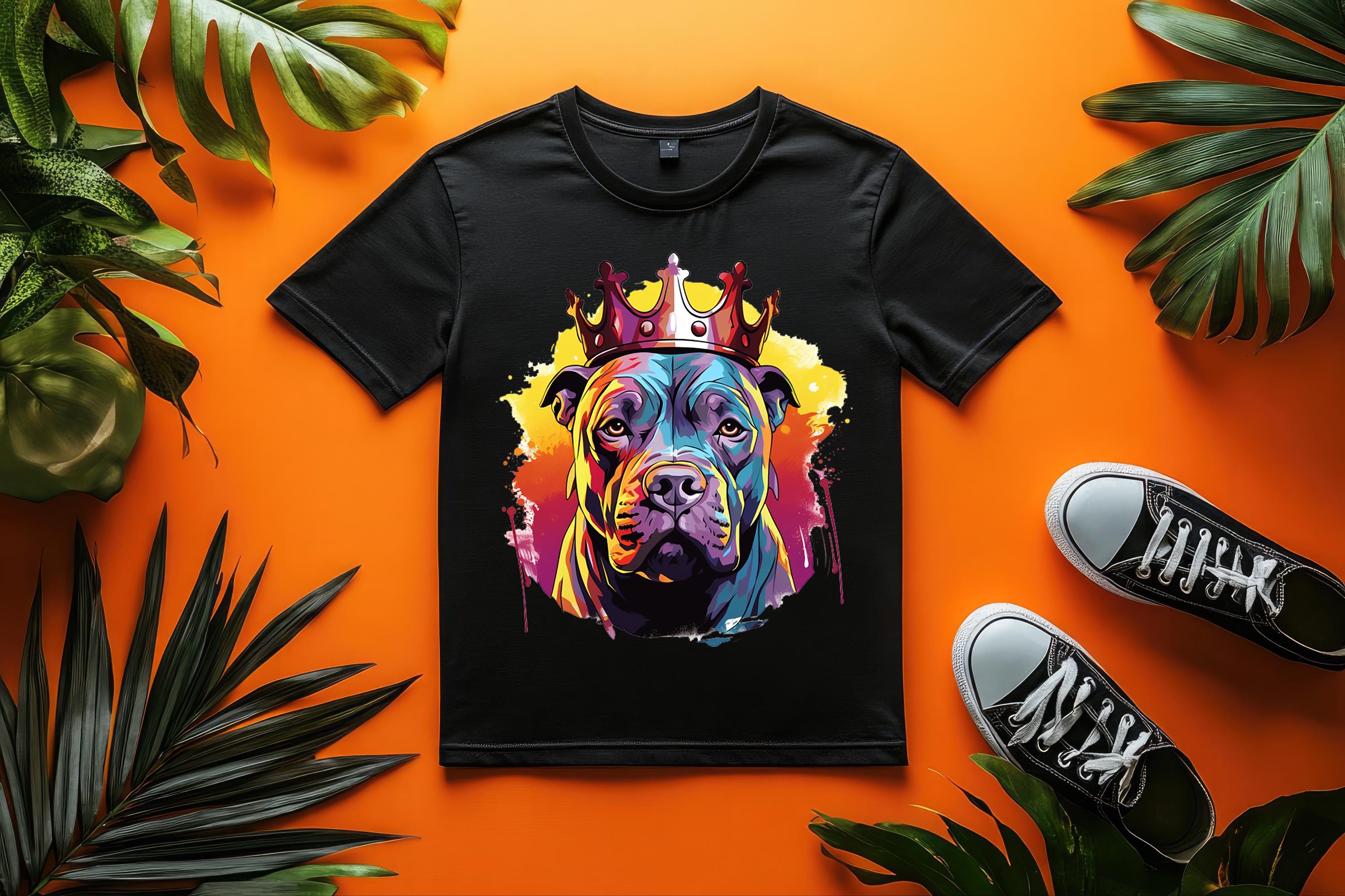 Pitbull Wearing Crown Sublimation Designs T-shirt, Pitbull Png, Pitbull ...