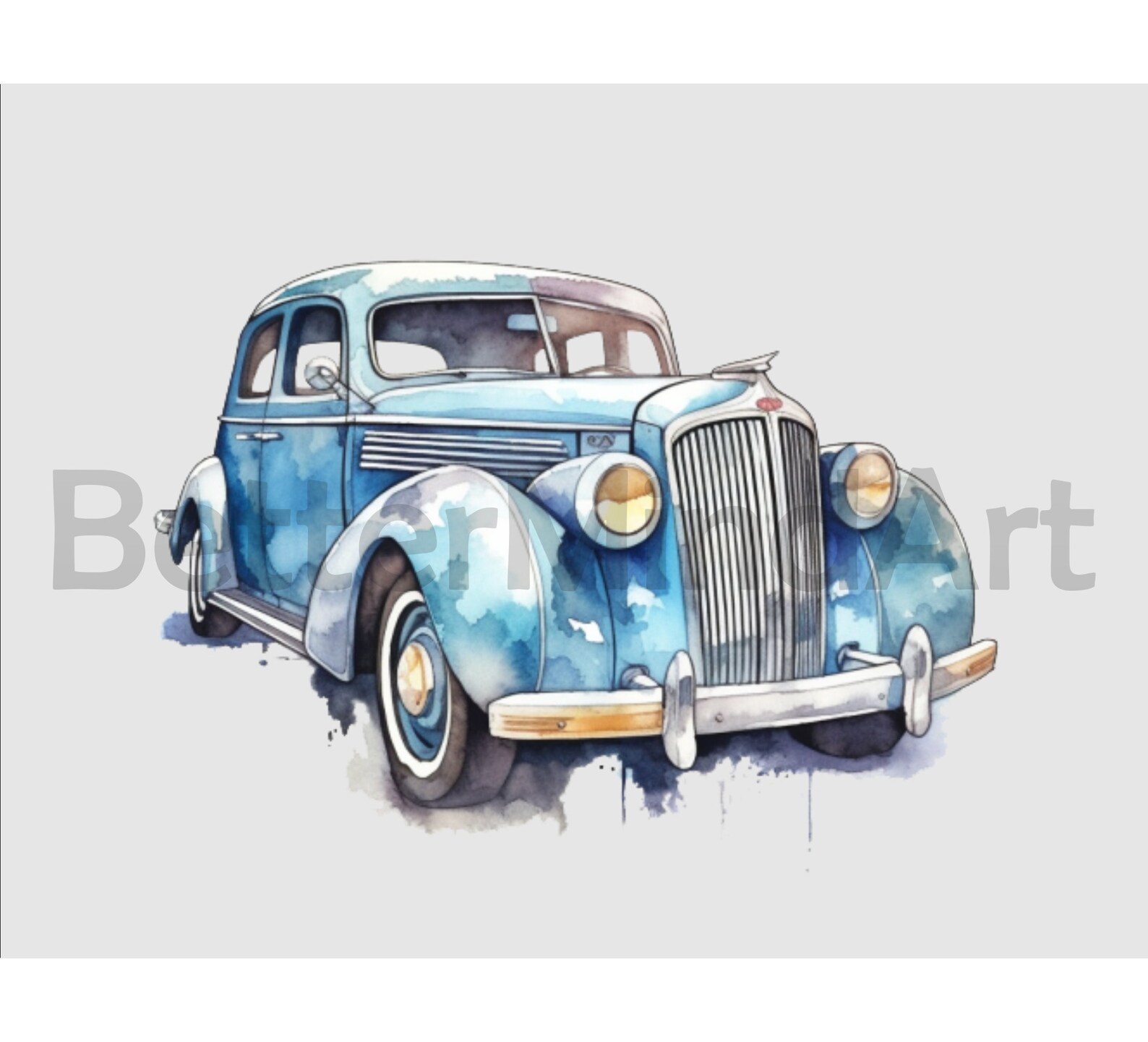Watercolor Classic Car Sublimation Designs - Vintage Car PNG , Classic ...