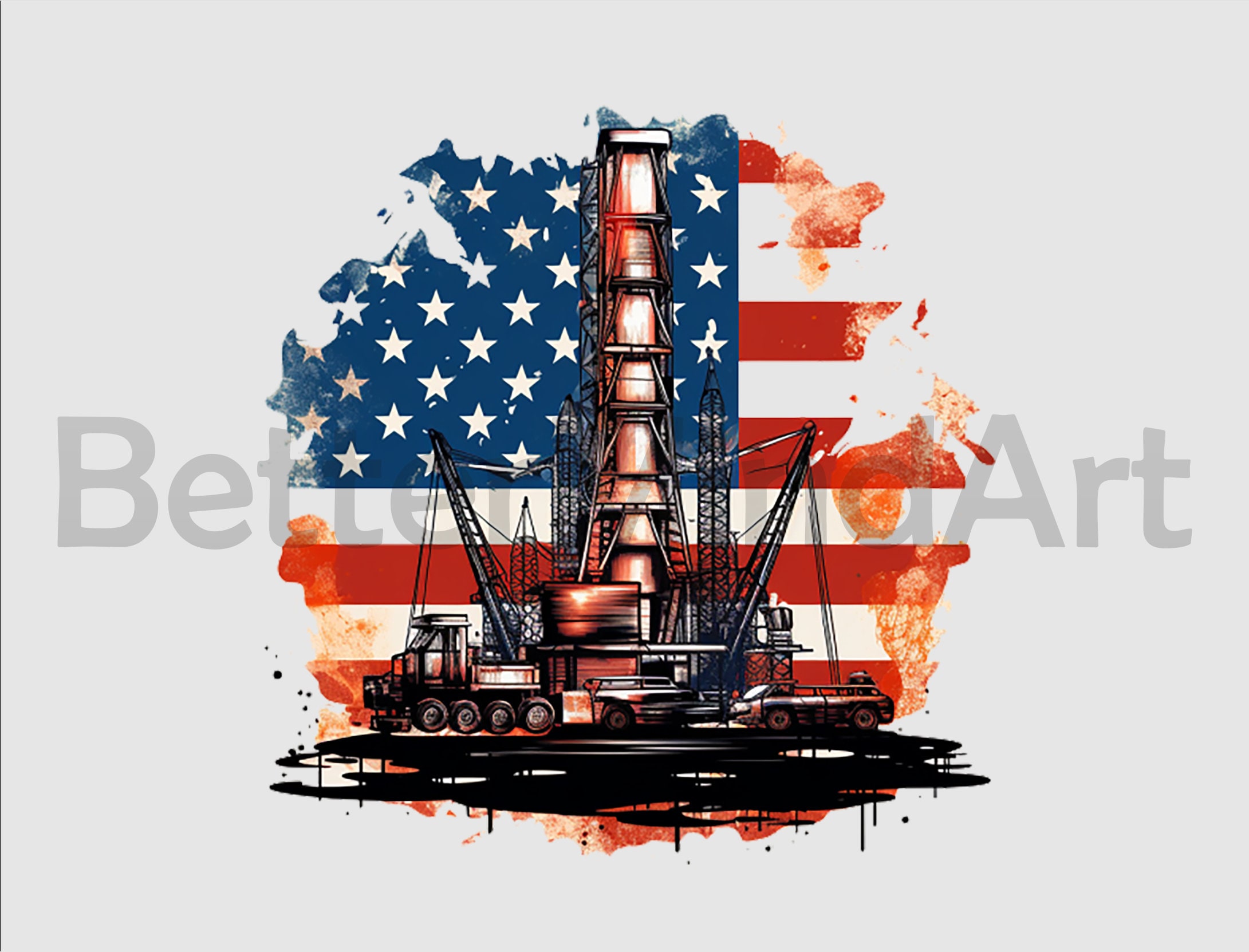American Distress Flag Oil Rig #02 PNG , Sublimation Designs, Digital ...