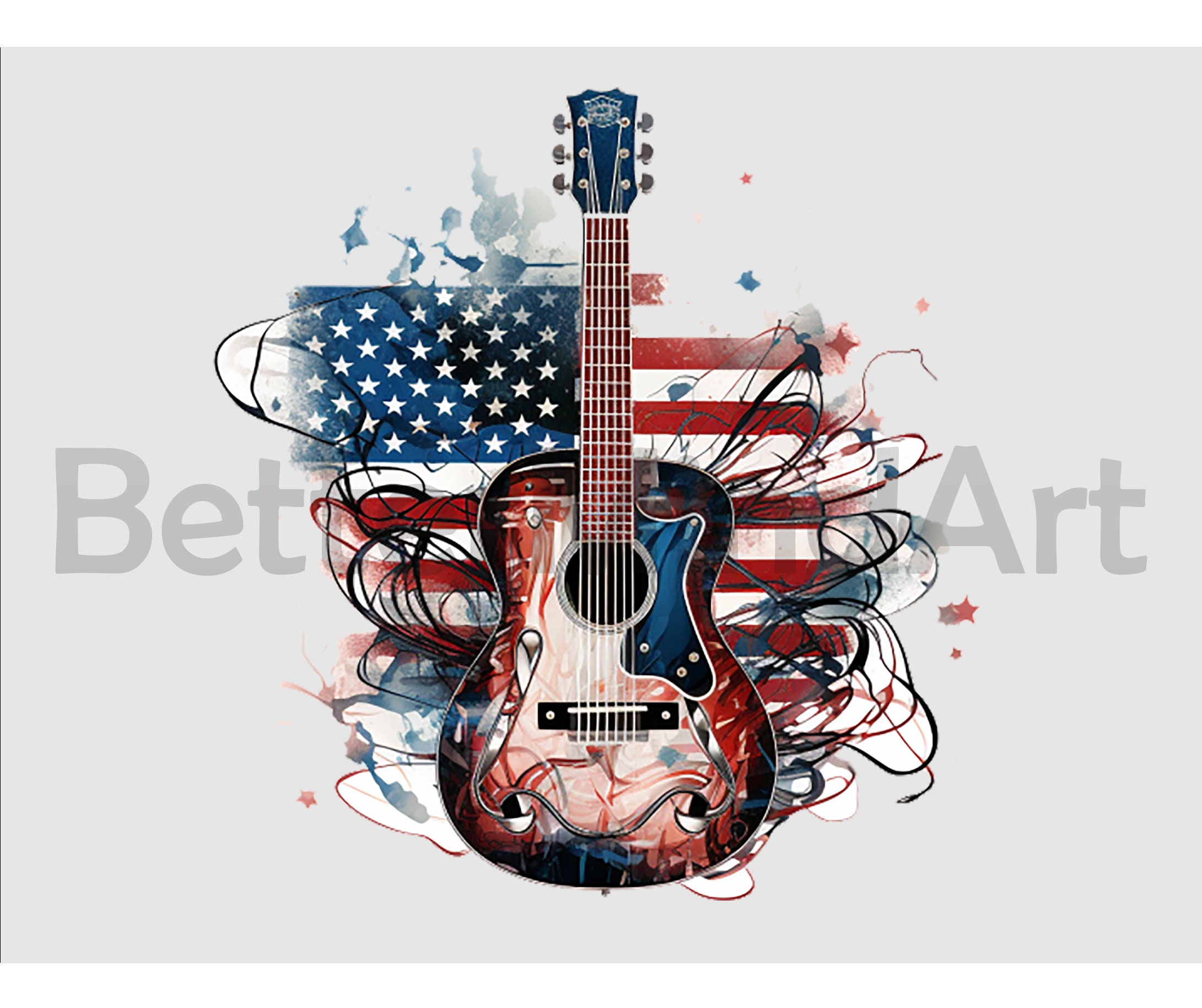 American Distress Flag Guitar PNG , Sublimation Designs, Digital ...
