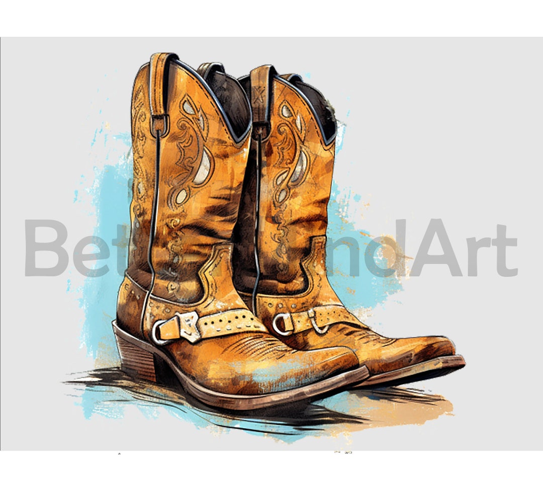Western Watercolor Cowboy Boots Sublimation Designs - Cowboy Boots PNG ...