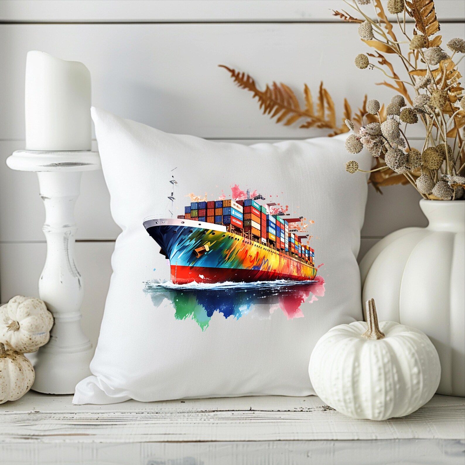 Colorful Container Cargo Ship Sublimation Designs - Container Ship PNG ...