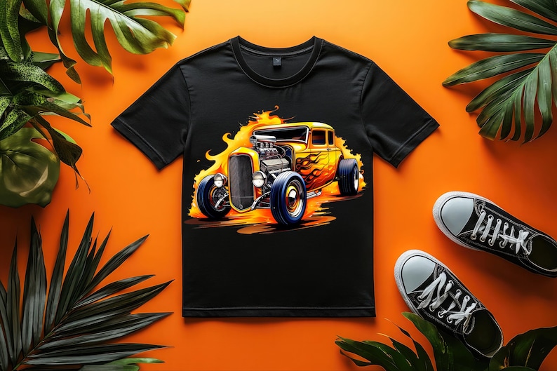 Flaming Classic Hot Rod Car Sublimation Designs - Hot Rod PNG , Hot Rod ...