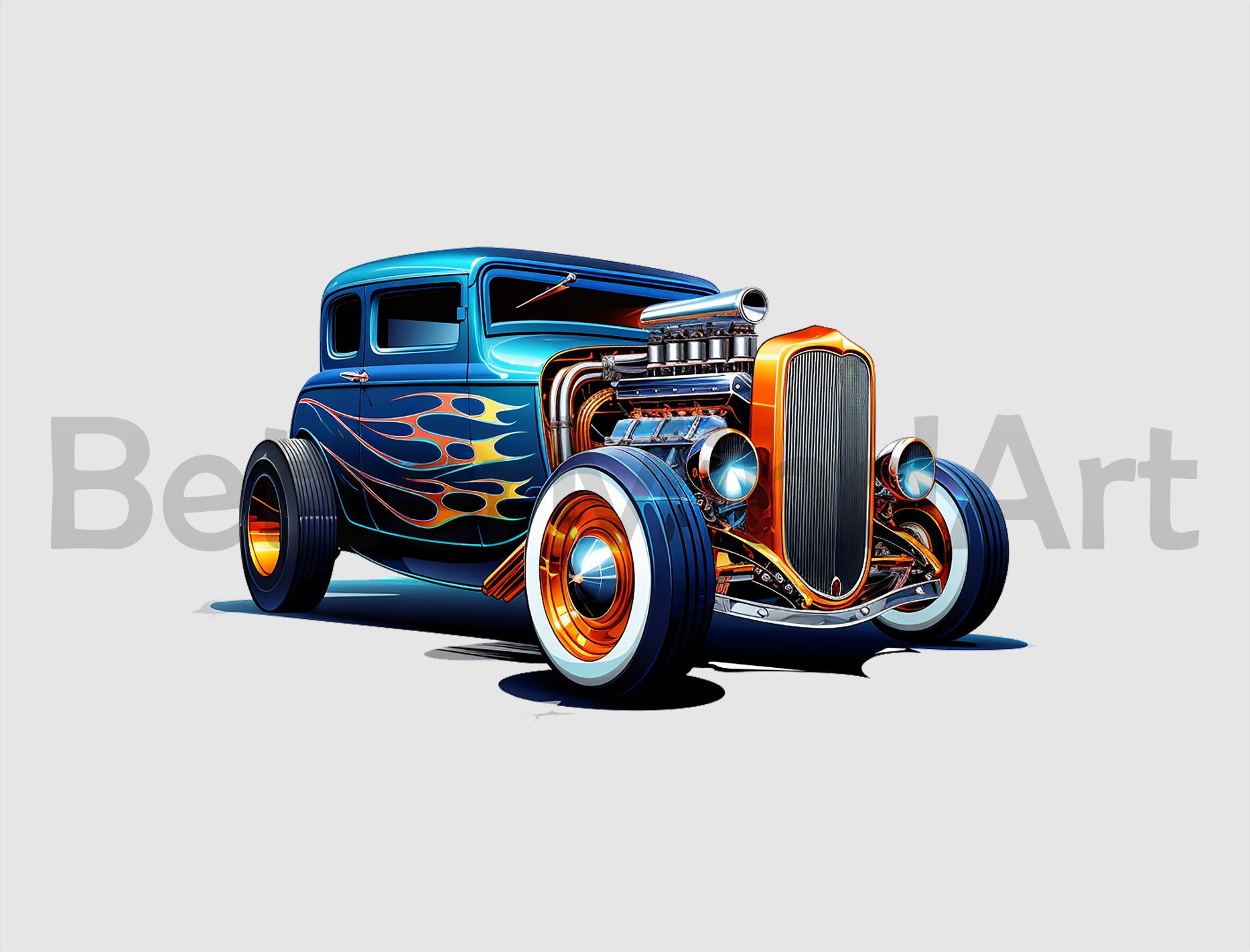 Cool Blue Classic Hot Rod Car Sublimation Designs - Hot Rod PNG , Hot ...
