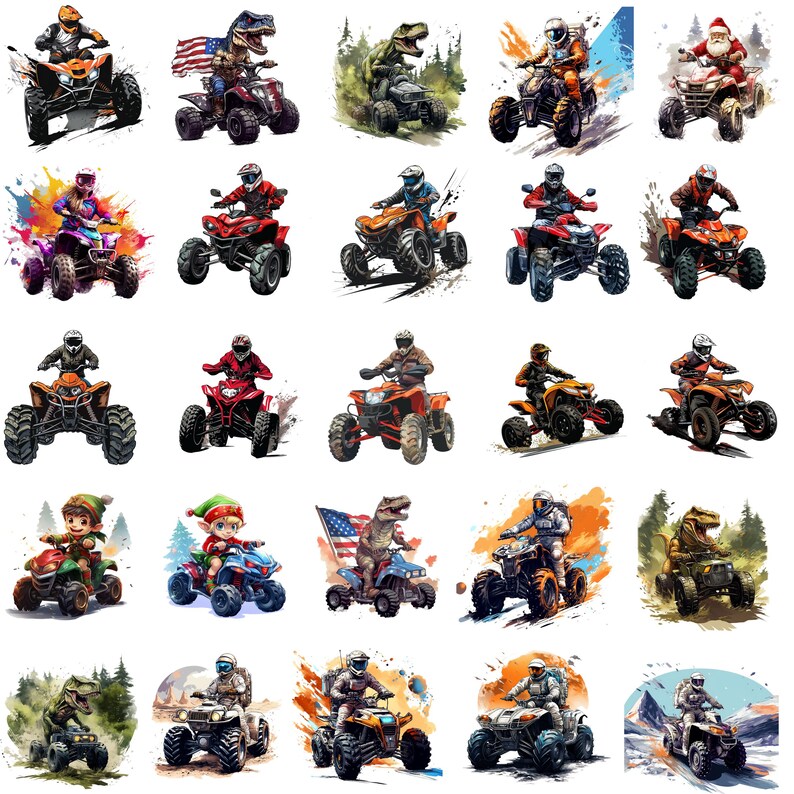 Cool ATV Clipart Bundle, Off-road PNG Design Pack, ATV Digital Graphics ...