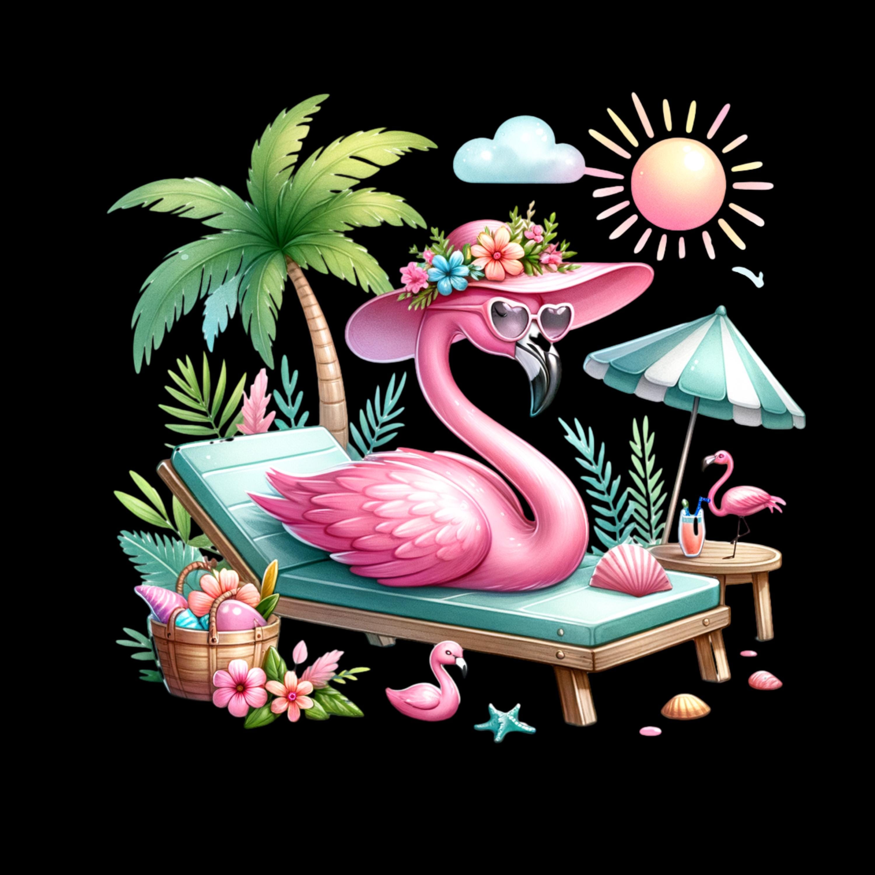 Flamingo Watercolor Clipart Sublimation Bundle – Tropical Flamingo ...