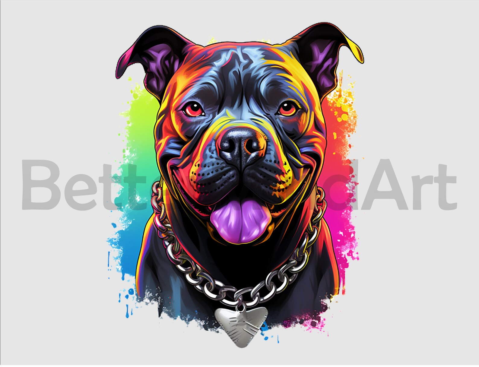 American Bully Dog Wearing Silver Chain Sublimation Designs T-shirt ...